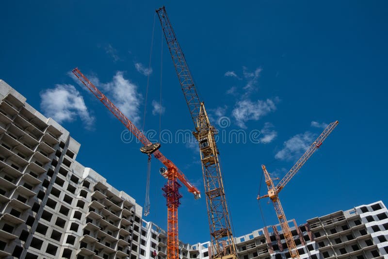 Construction Site of a High-rise Building on a Sunny Day Stock Image ...