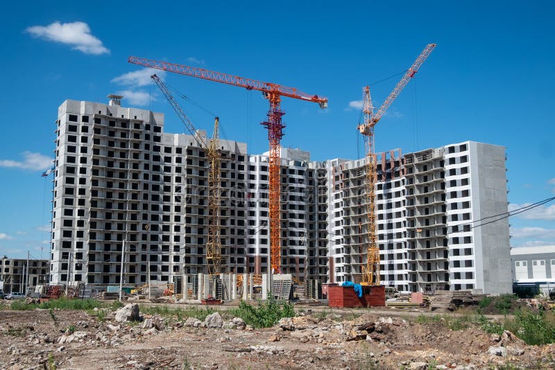 Construction Site of a High-rise Building on a Sunny Day Stock Image ...