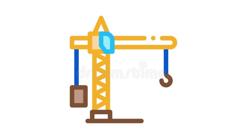 Crane Construction Icon Animation Stock Footage - Video of construct ...