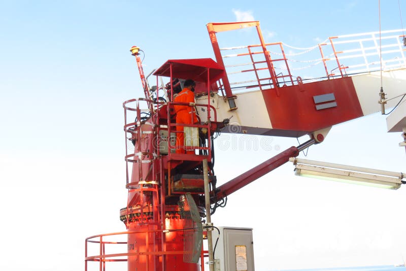 Crane Construction on Oil and Rig Platform for Support Heavy Cargo ...