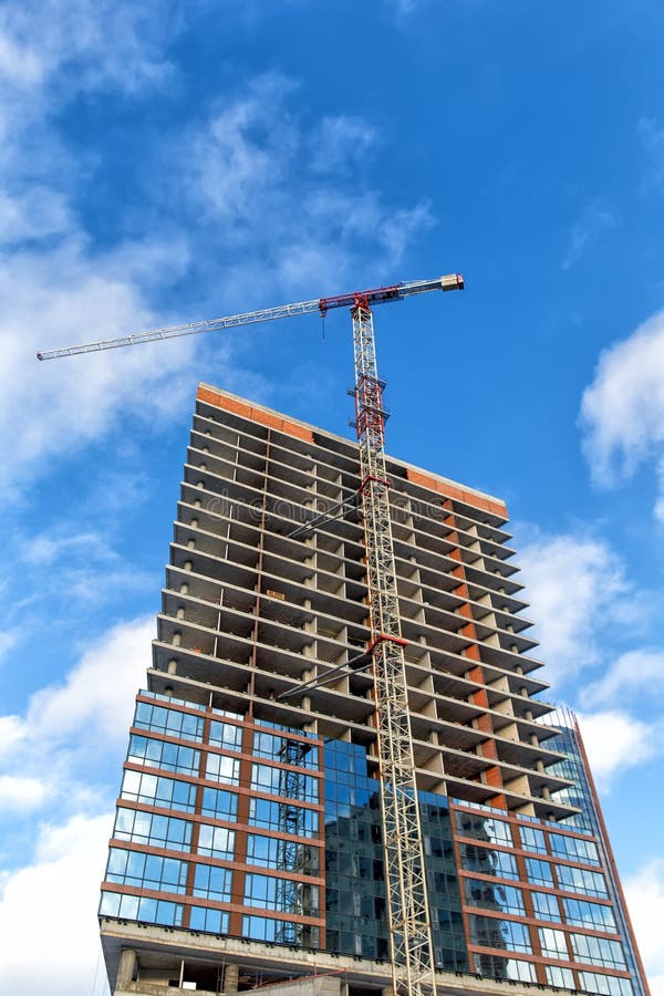 Crane on Construction Site. Construction of a Skyscraper Stock Image ...