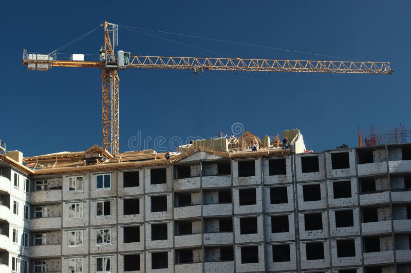 Crane at construction site stock image. Image of high - 43352135