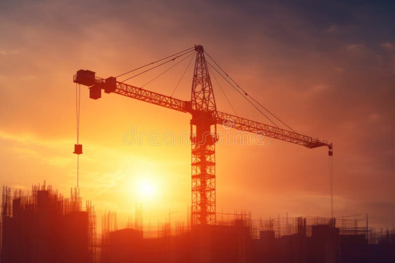 A Crane at a Construction Site, a Modern Urban Scene Under Construction ...