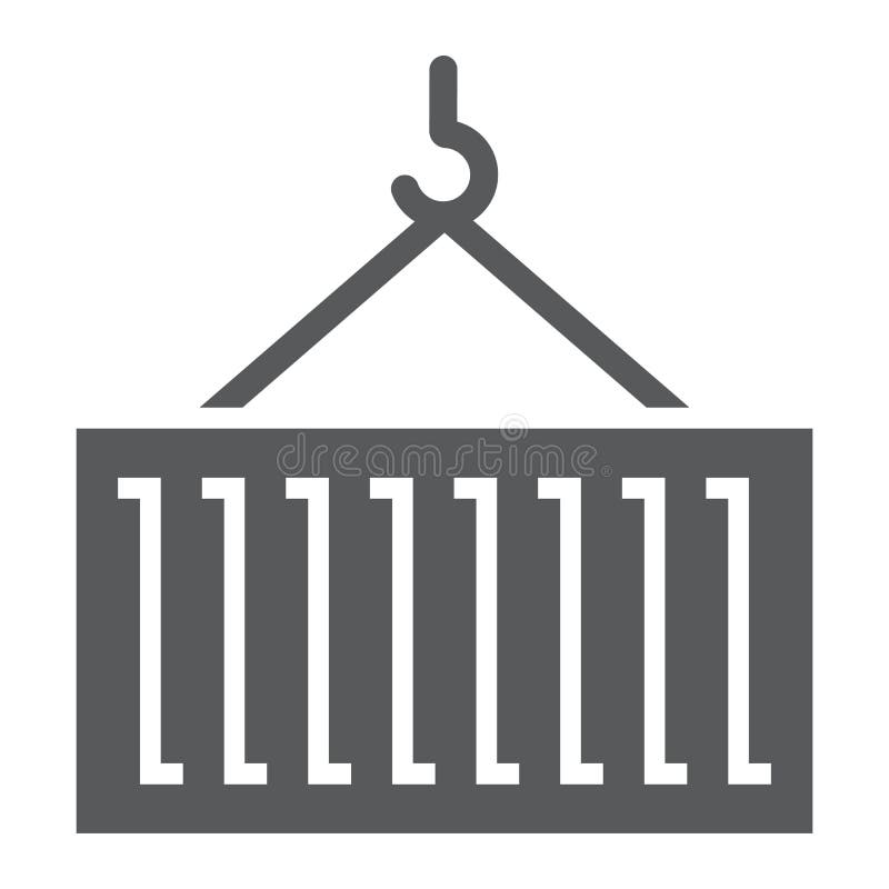 Crane Container Glyph Icon, Logistic and Delivery, Crane Lift Container ...