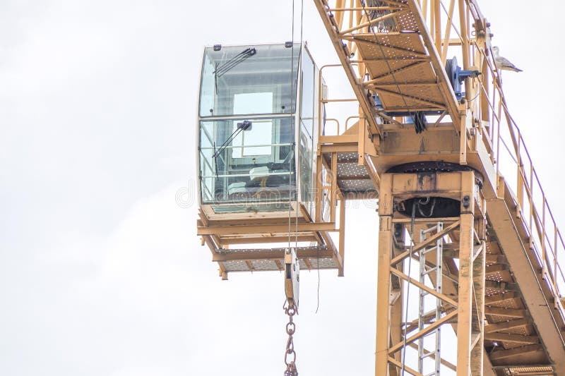 Crane Control Cabin Isolated on White Stock Photo - Image of steel ...