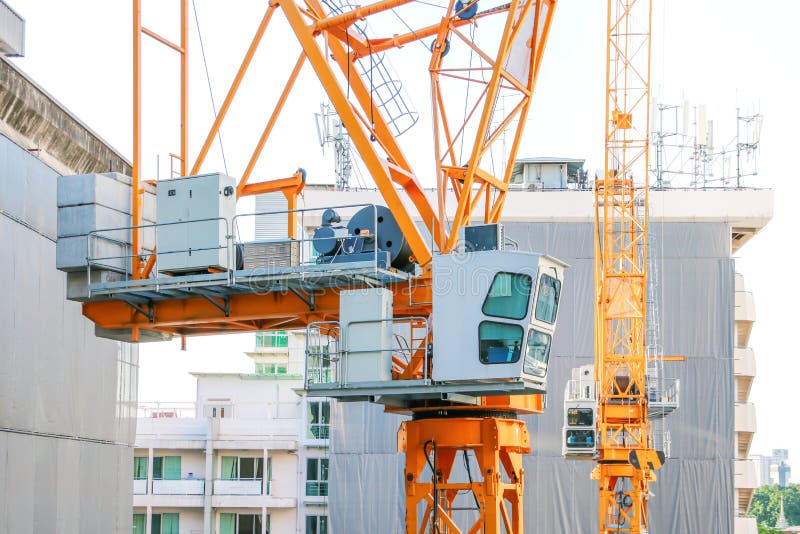 Crane Control Room on Construction Site Stock Image - Image of house ...