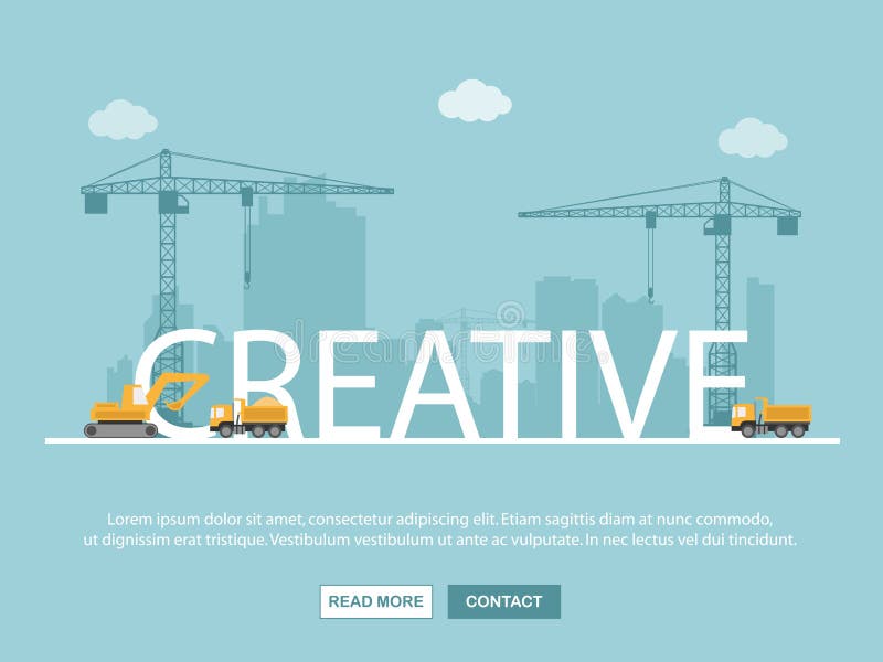 Crane and Creative Building. Infographic Template. Vector Illustration ...