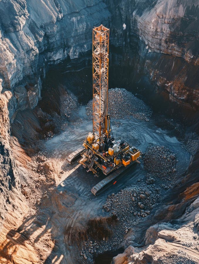 Crane in Deep Pit stock image. Image of crane, trench - 378117133