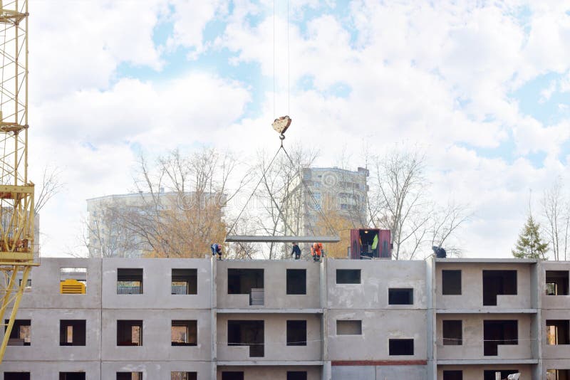 Crane Downs Heavy Load for Building Editorial Image - Image of load ...