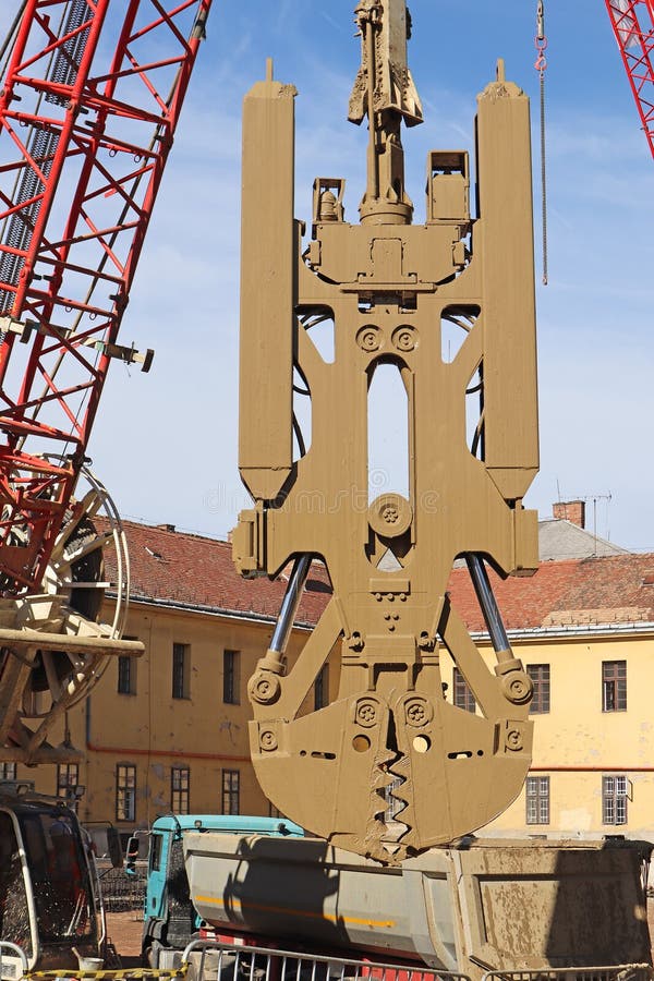 Crane and Drilling Machinery at the Construction Site Stock Image ...