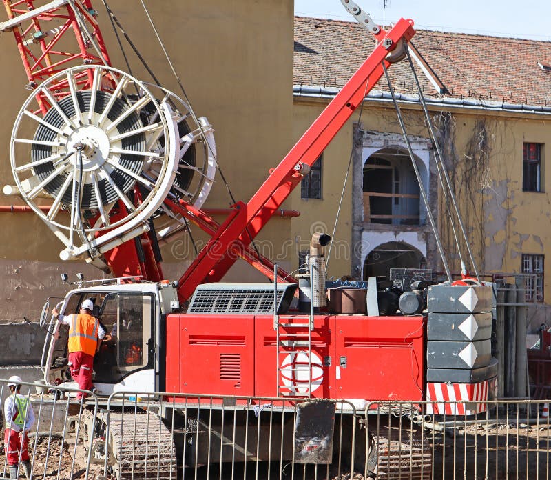 Crane and Drilling Machinery at the Construction Site Stock Photo ...
