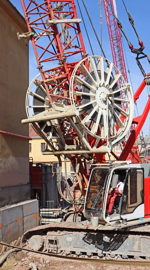Crane and Drilling Machinery at the Construction Site Stock Photo ...
