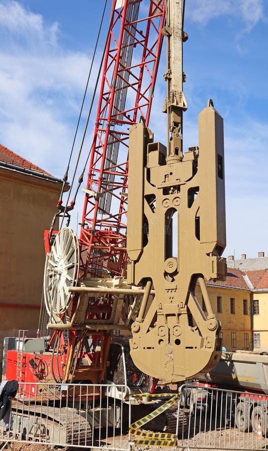 Crane and Drilling Machinery at the Construction Site Stock Image ...