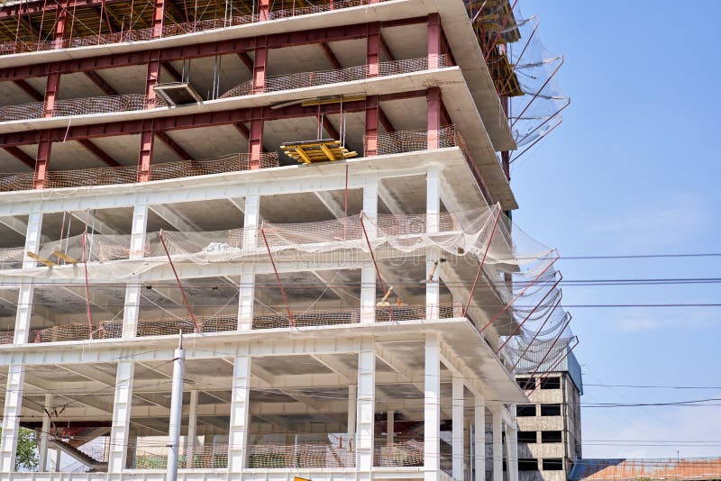 Crane during Formworks. Housing Renovation Concept. View of a Large ...