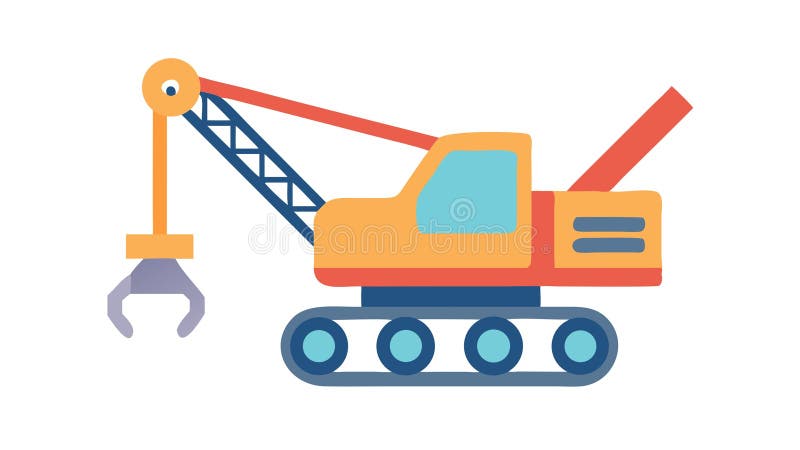 Crane with Grabber, Demolition and Excavation Tool, Vector Design ...