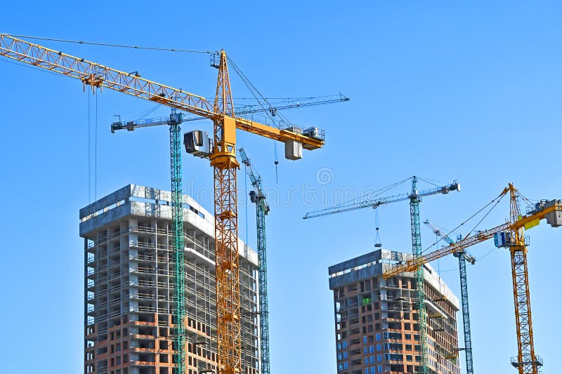 Crane and Highrise Construction Site Stock Image - Image of frame ...