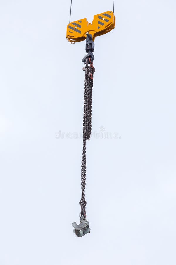 Crane Hoisting Block with Hook on Steel Chain on the Steel Rope ...