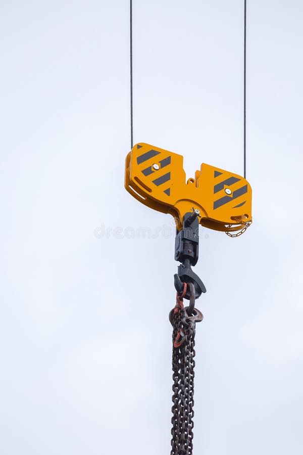 Crane Hoisting Block with Hook on Steel Chain on the Steel Rope ...