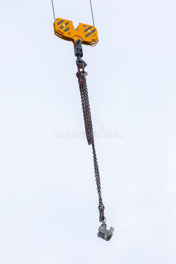 Crane Hoisting Block with Hook on Steel Chain on the Steel Rope ...