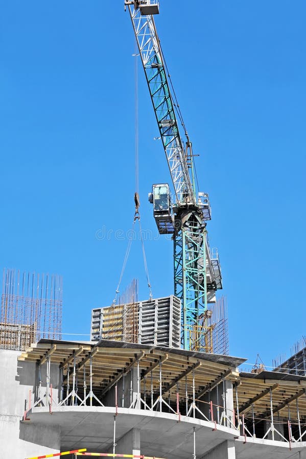 Crane hoisting formwork stock image. Image of home, concrete - 54210649