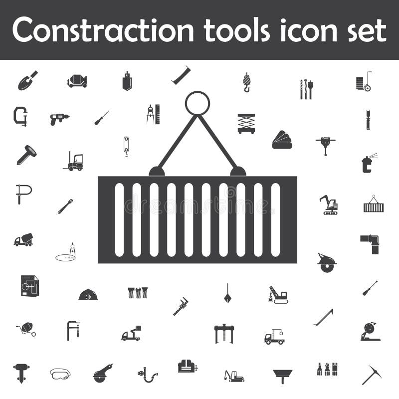 Crane Holding Container Icon. Constraction Tools Icons Universal Set ...