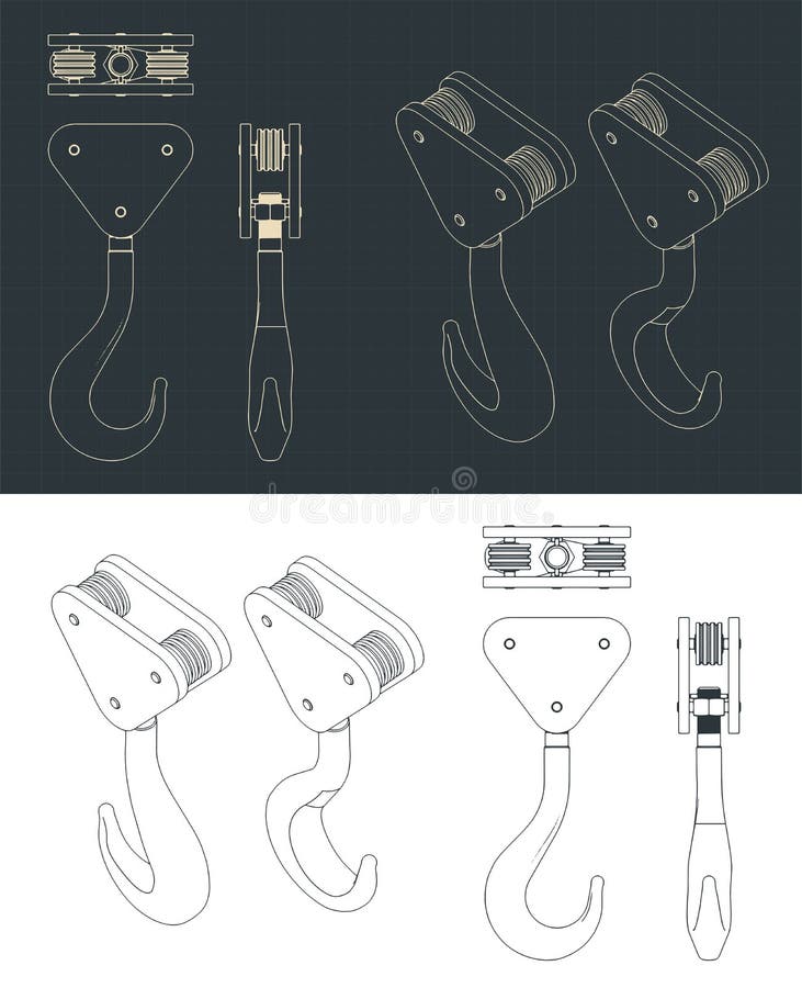 Crane hook blueprints stock vector. Illustration of crane - 222228756
