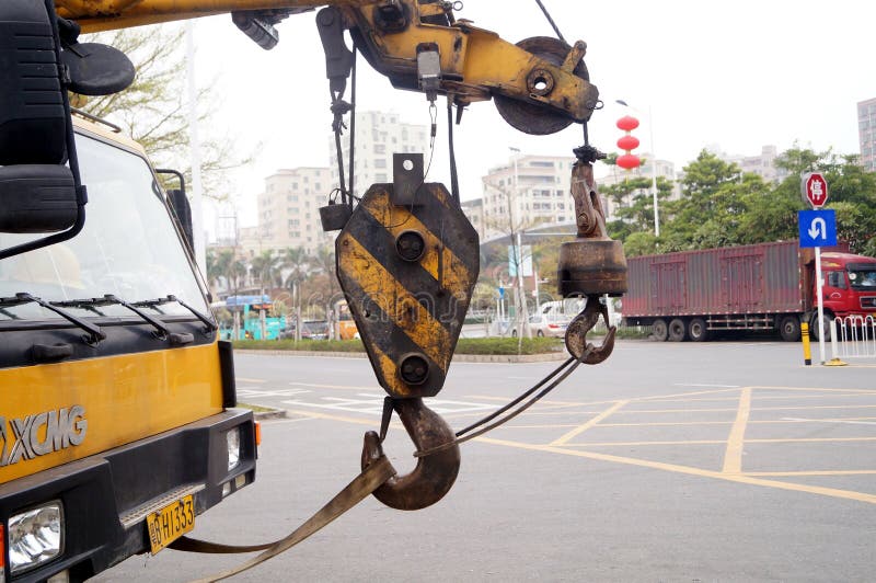 Crane Hook Downs Heavy Load for Building and People Work Editorial ...