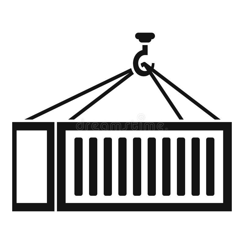 Hook with Container, Crane Lift Grey Icon. Stock Vector - Illustration ...