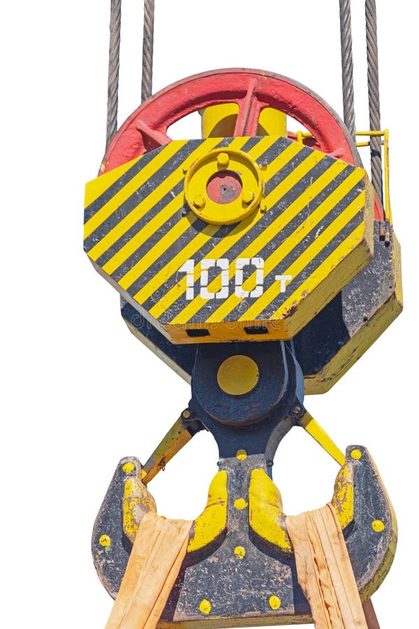 Crane Hook Hanging on Steel Ropes on a White Stock Photo - Image of ...