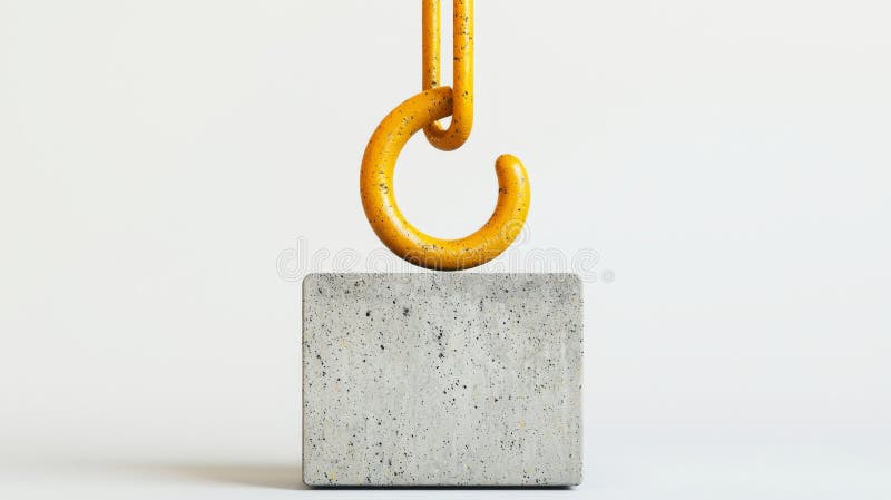 A Crane Hook Holding a Concrete Slab, Isolated on White. Stock Photo ...