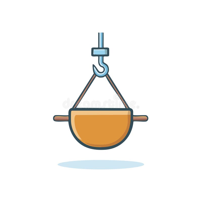 Crane Hook Lifting Construction Bucket with Building Materials and a ...