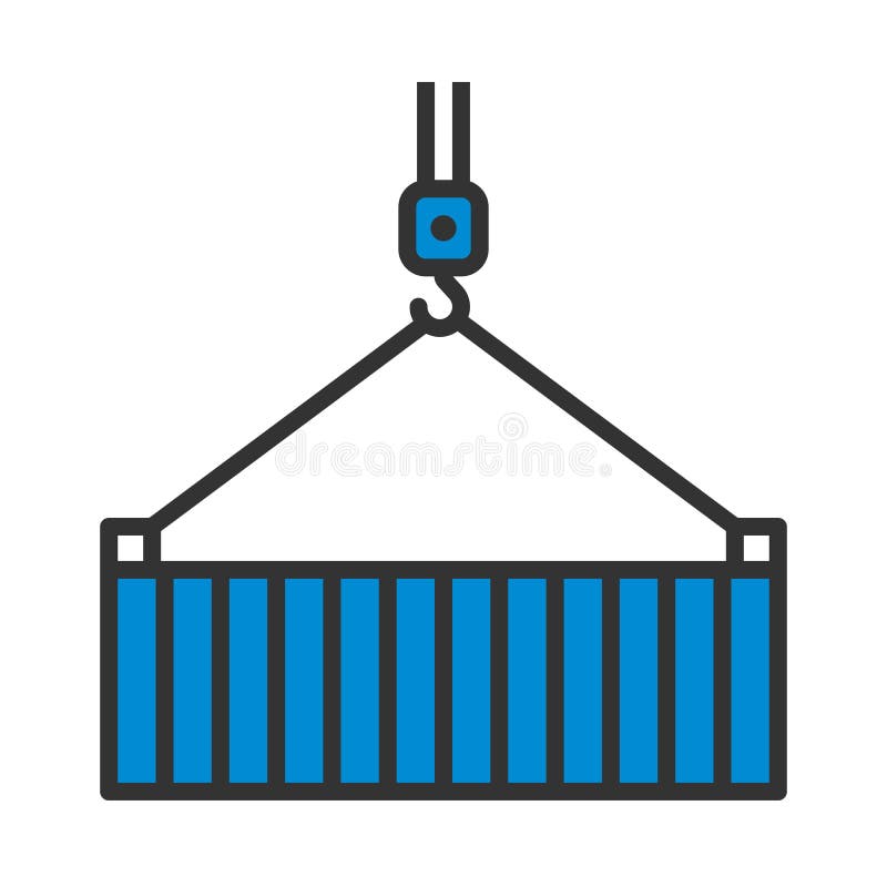 Lifting Container Line Icon, Delivery Symbol, Crane Hook Loading ...