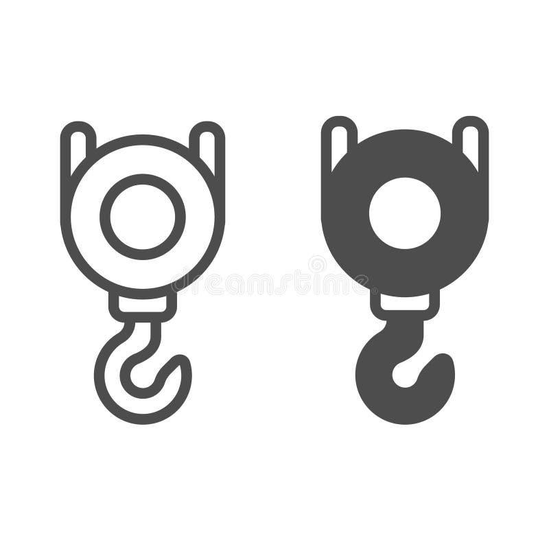 Crane Hook Line and Solid Icon, Marine Port Concept. Vector Graphics ...