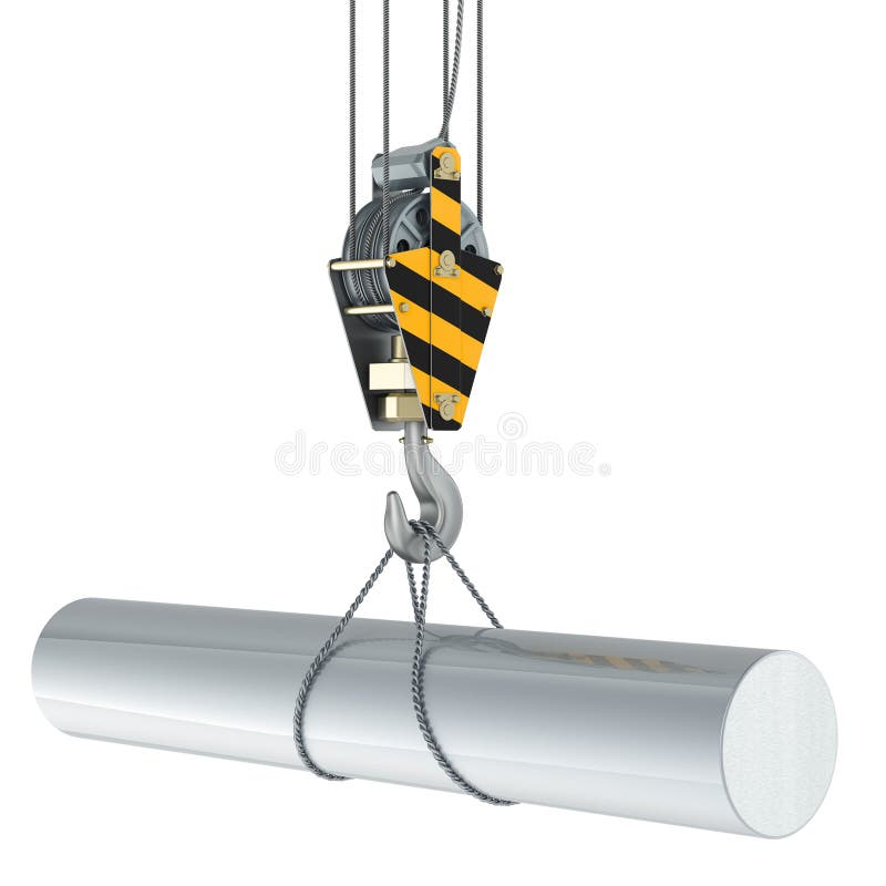 Crane Hook with Steel Round Bar, 3D Rendering Stock Illustration ...