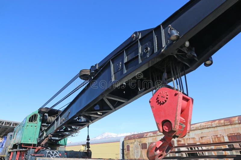 Crane on a train stock image. Image of industry, truck - 204405905