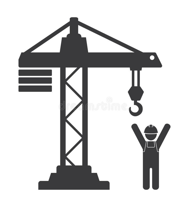 Crane hook and worker icon stock vector. Illustration of lift - 330520618