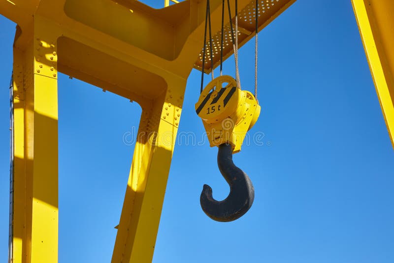 Crane with hooks hanging stock image. Image of machinery - 175060653