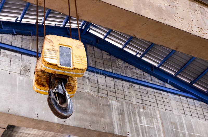 Crane Hooks for Lifting Cranes in Factories Stock Photo - Image of ...
