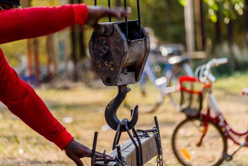 Crane Hooks with Wire Rope. Stock Image - Image of lift, heavy: 85283427