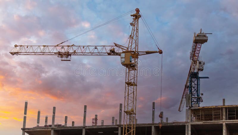 Crane at a House Construction Stock Image - Image of architecture ...