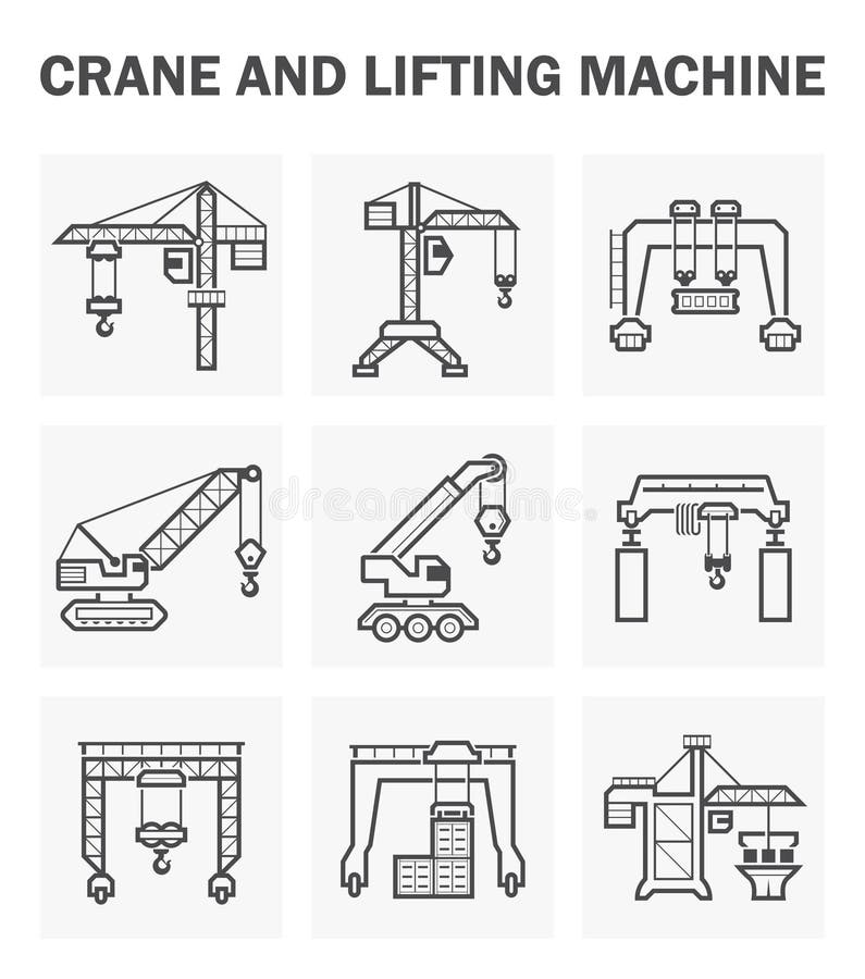 Crane icons sets stock vector. Illustration of machine - 100097460