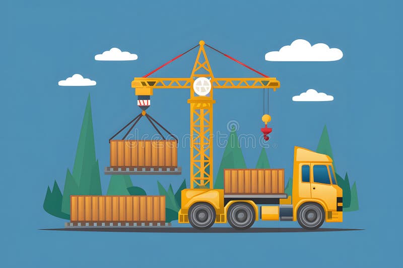 Crane Illustration Lifting Loads, Simple Stock Image Vector Stock ...
