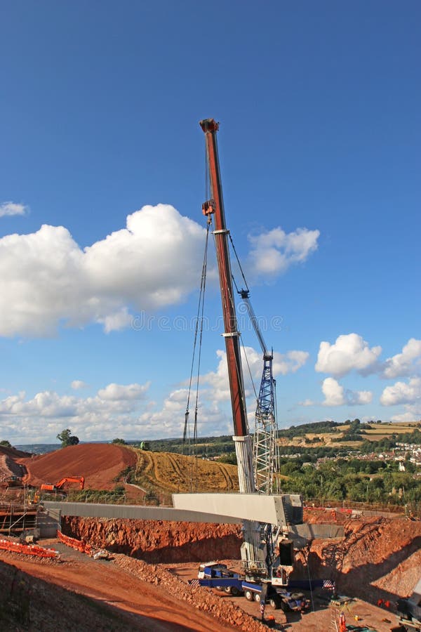 Crane laying a new bridge stock photo. Image of laying - 111026402