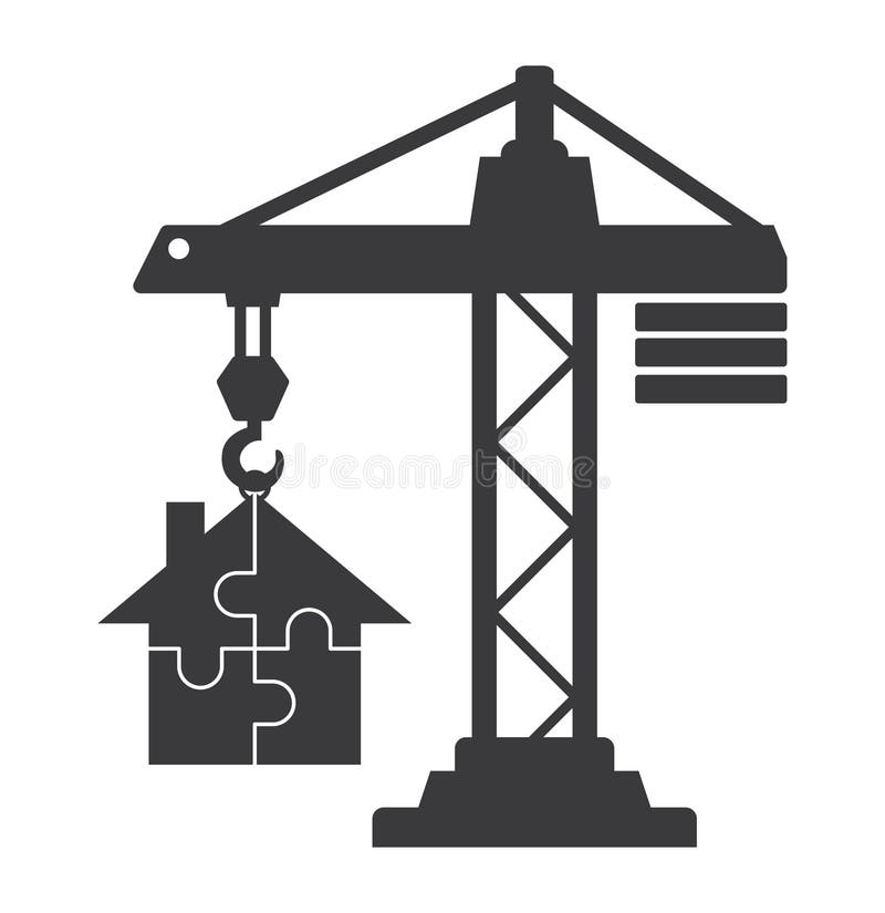 Crane lift house puzzle stock vector. Illustration of lifting - 330520556