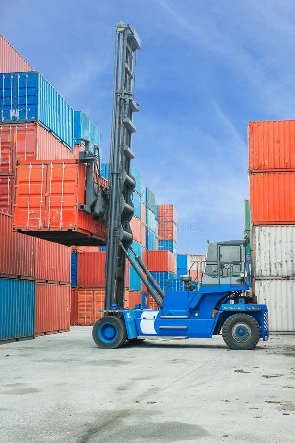 Crane Lifter Handling Container Box Loading To Truck Stock Photo ...