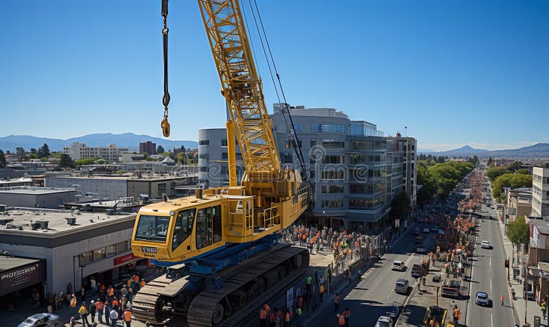 Crane Lifting Building in Air Stock Photo - Image of innovation ...