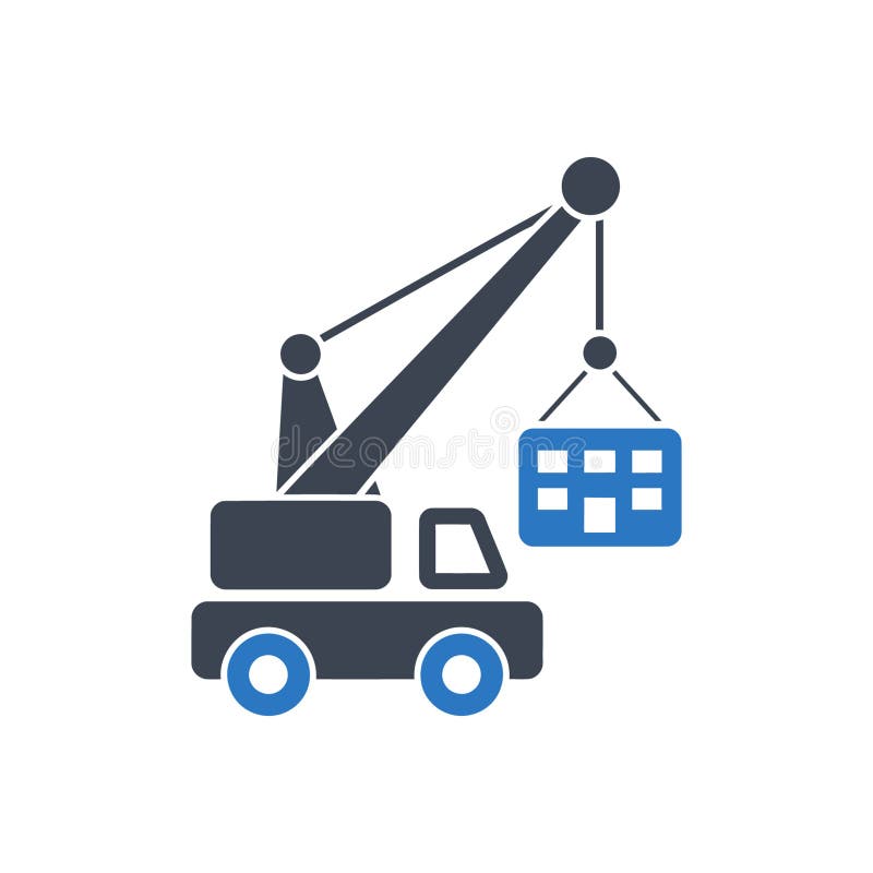Crane Lifting Building Block Icon Stock Vector - Illustration of symbol ...