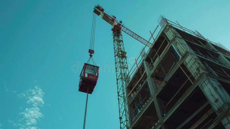 A Crane Lifting a Car from a Building. Suitable for Construction or ...
