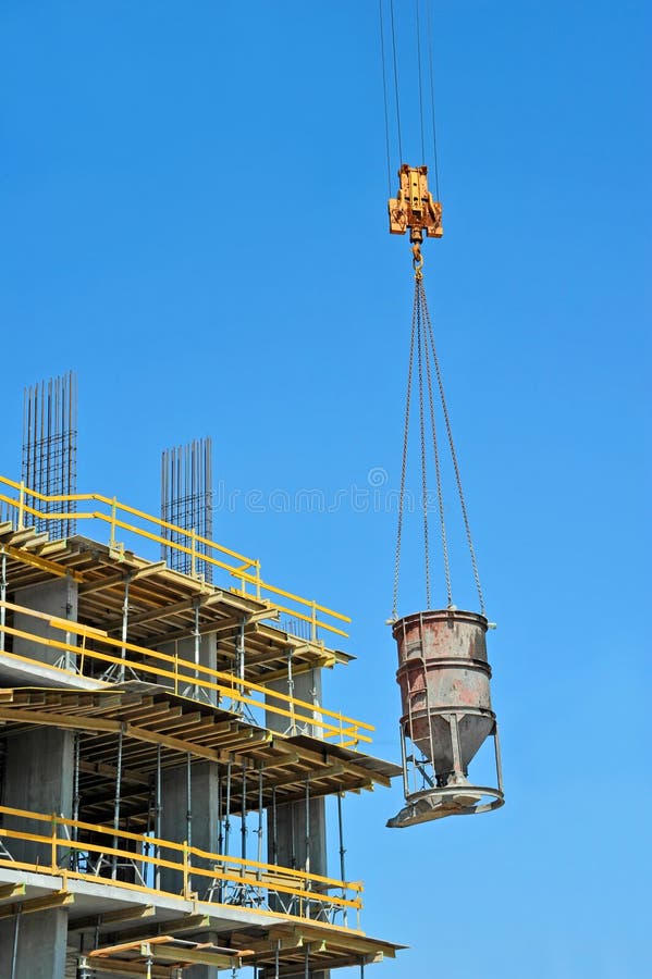 Crane Lifting Cement Mixing Container Stock Image - Image of hoisting ...