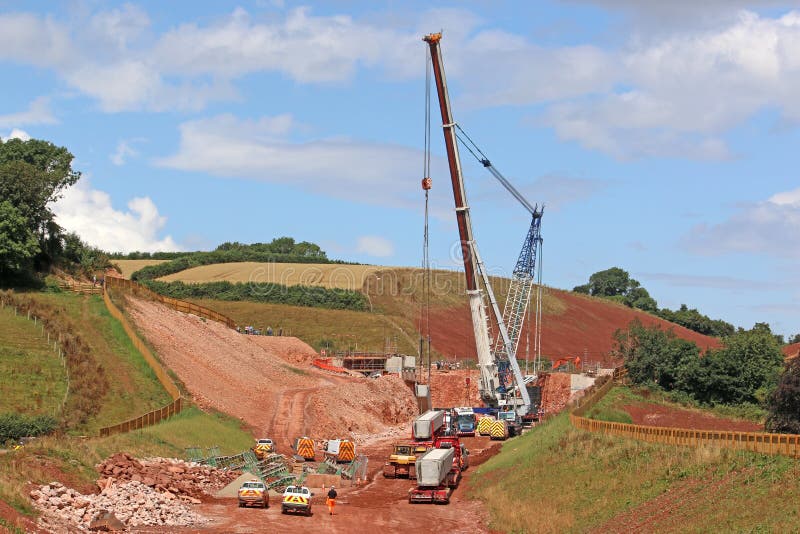 Crane Lifting a Concrete Bridge Beam Stock Image - Image of bridge ...